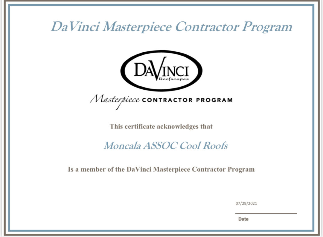 DaVinci Masterpiece Contractor Certification for Roofers